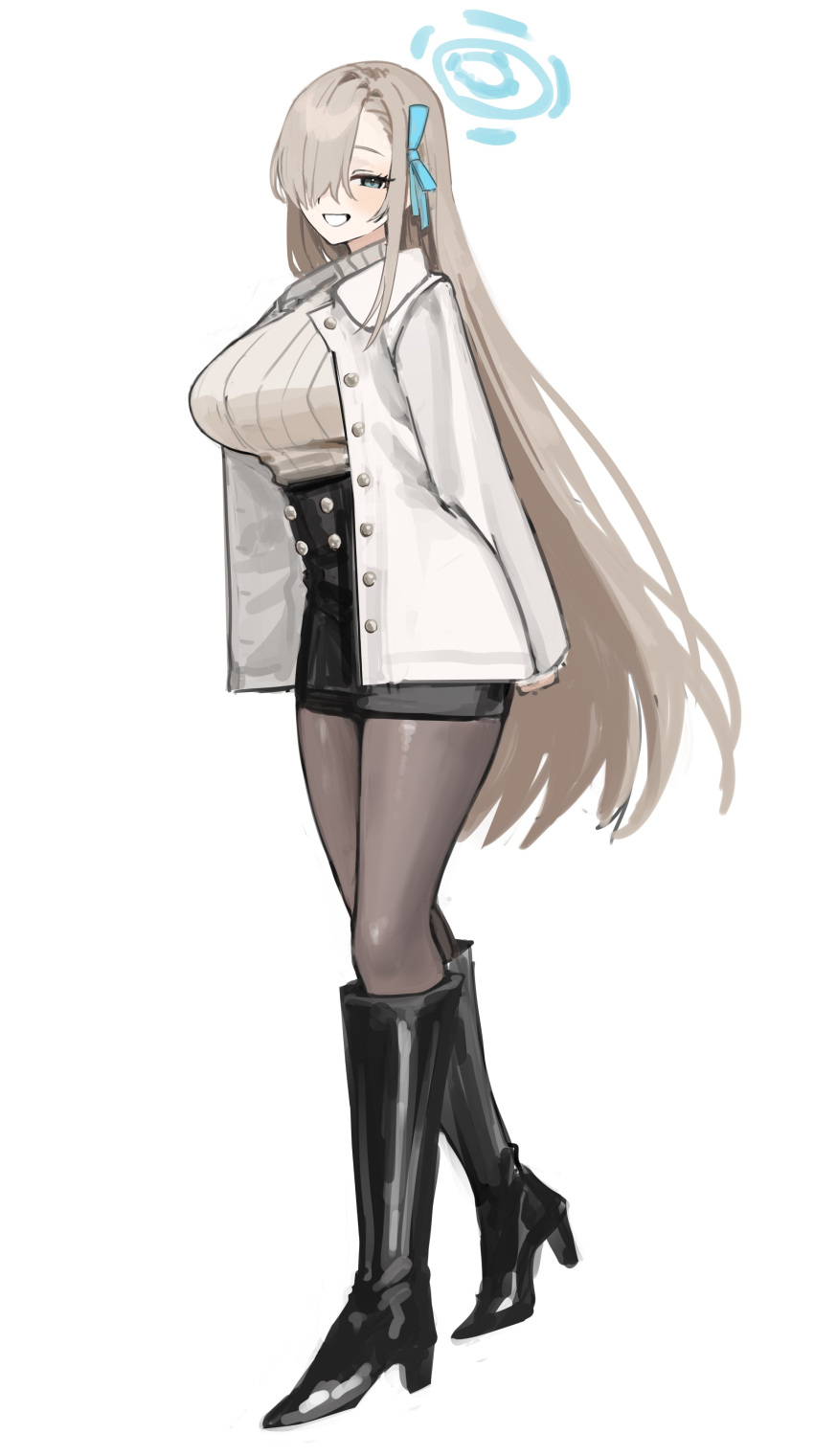 Safebooru - 1girl absurdres arms behind back asuna (blue archive) black pantyhose blonde hair ...