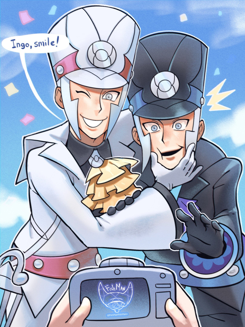 Safebooru - 2boys ascot black gloves black hat blue ascot brothers ...