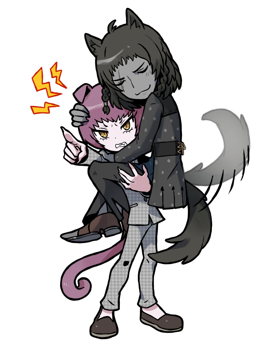 Safebooru - 2boys :3 absurdres animal ears arms around neck basilio ...