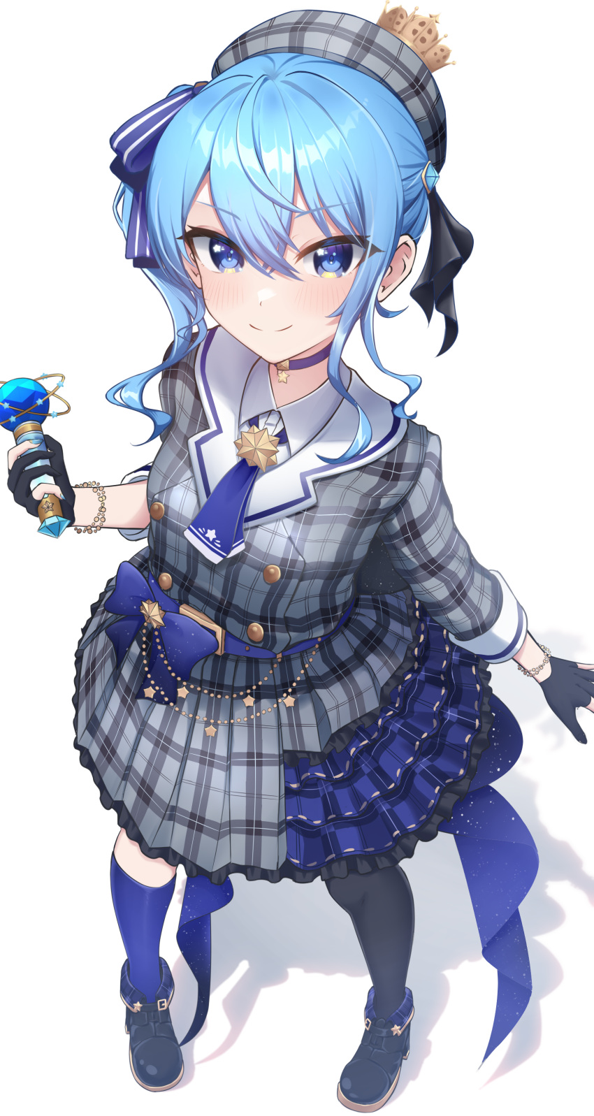 Safebooru - 1girl absurdres ankle boots arm at side ascot asymmetrical legwear bead bracelet ...