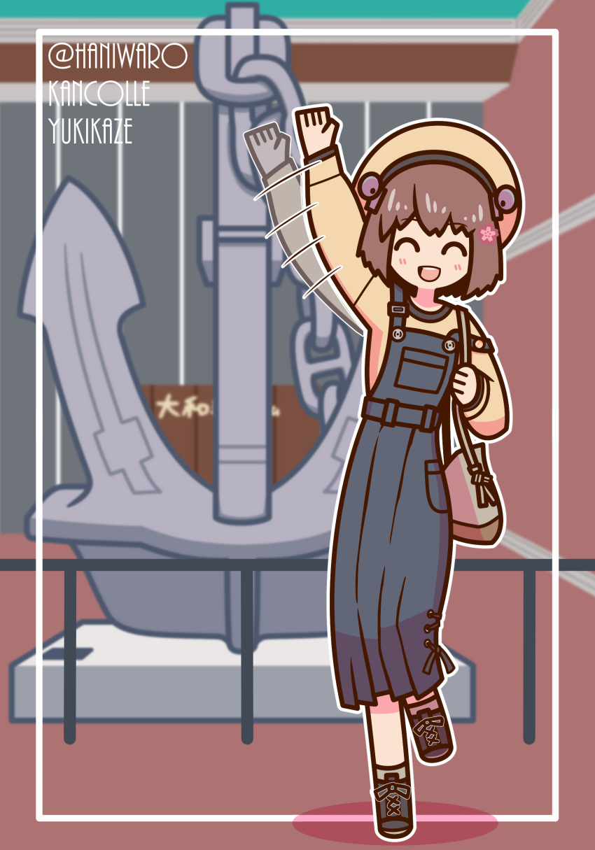 Safebooru - 1girl absurdres afterimage anchor bag brown hair brown hat ...