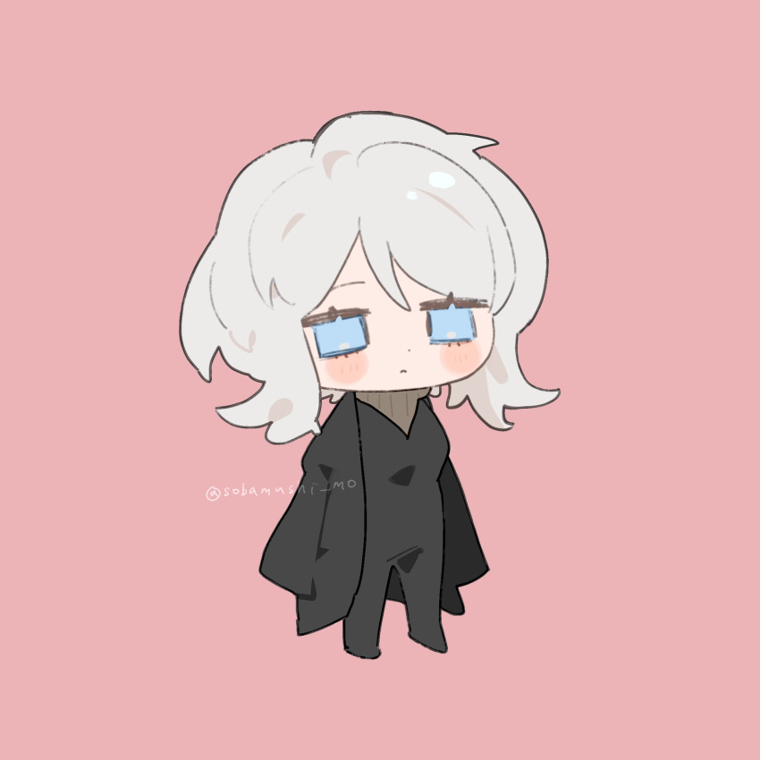 Safebooru - 1girl black coat black vest blue eyes chibi closed mouth ...