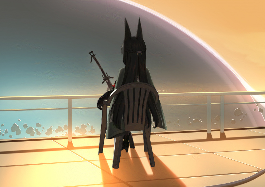 Safebooru - 1girl absurdres animal ears black hair boots burns5 chair ...