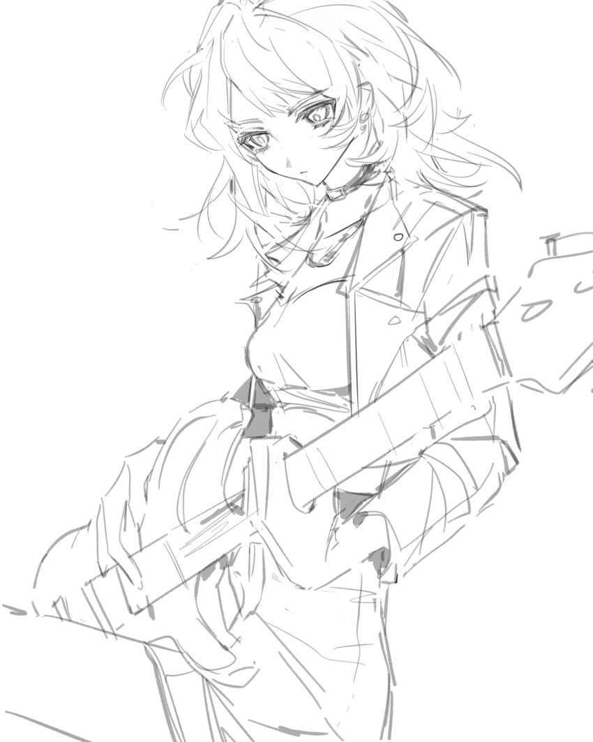 Safebooru - 1girl absurdres bang dream! bang dream! it's mygo!!!!! breasts choker electric bass ...