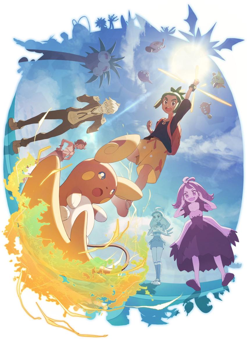 Safebooru - 2boys 3girls :d absurdres acerola (pokemon) alolan ...