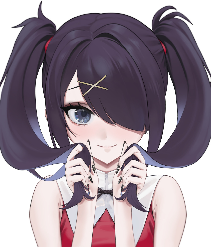 Safebooru - 1girl absurdres ame-chan (needy girl overdose) bare shoulders black hair black nails ...