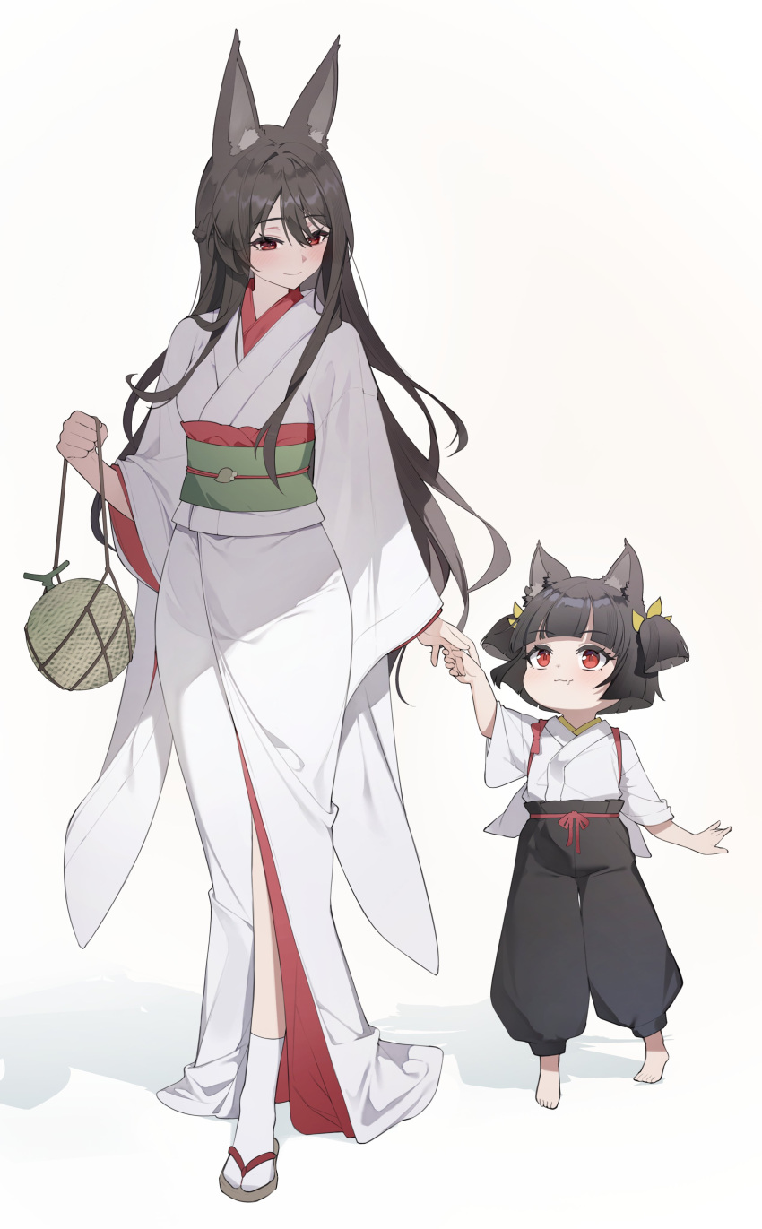 Safebooru - 2girls absurdres aged down animal ear fluff animal ears blunt bangs blush child ...