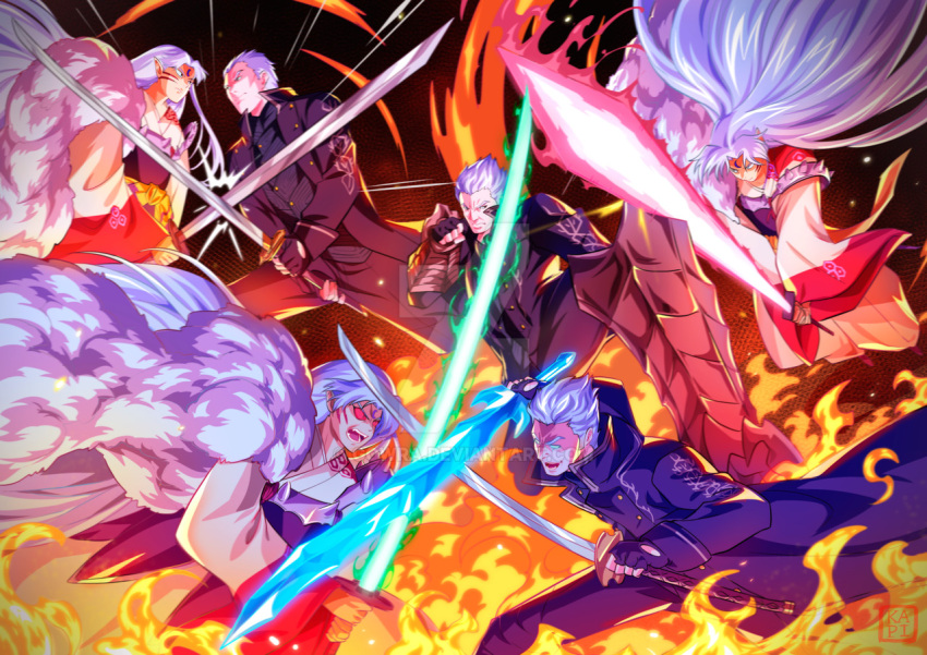 Safebooru - 1boy 2boys armor bakusaiga (sword) battle beowulf (devil ...