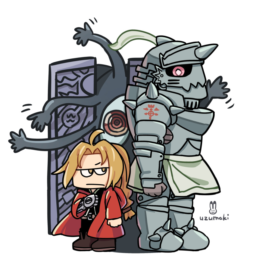 Safebooru - 2boys alphonse elric armor blonde hair boots brown footwear ...