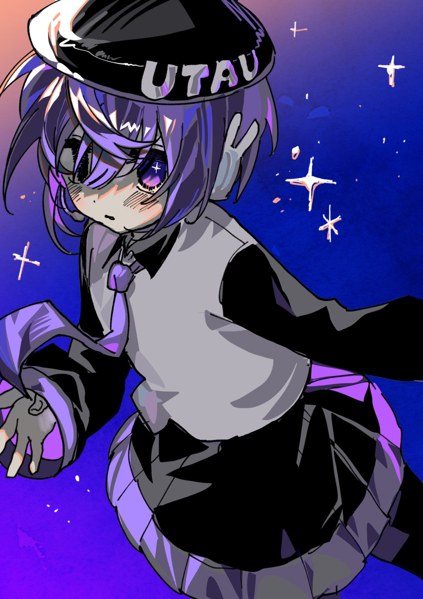 Safebooru - 1girl alternate costume beret black skirt black sleeves ...