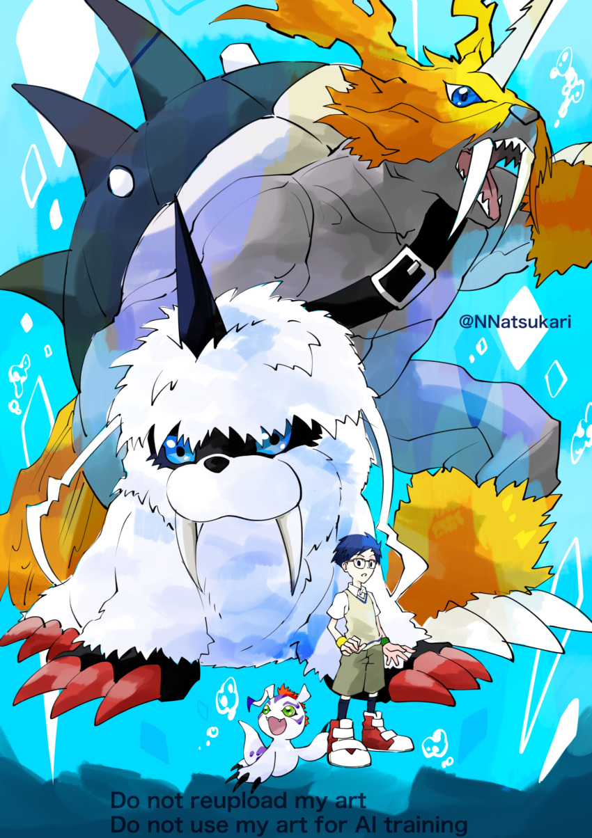 Safebooru - 1boy absurdres black hair blue background blue eyes body ...