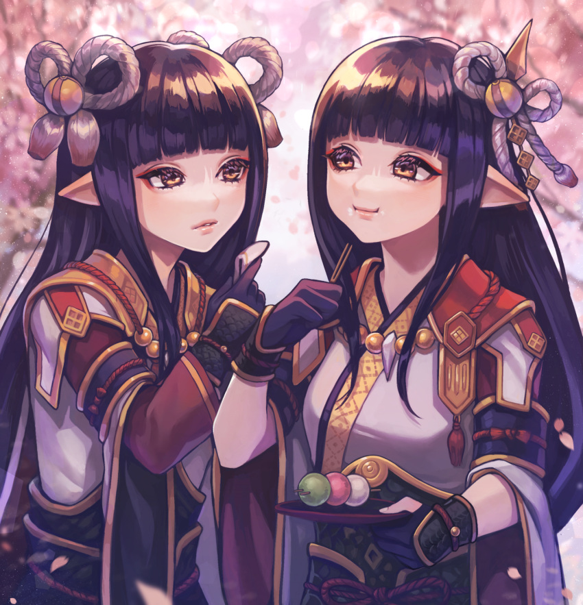 Safebooru - 2girls black gloves black hair blunt bangs commentary ...