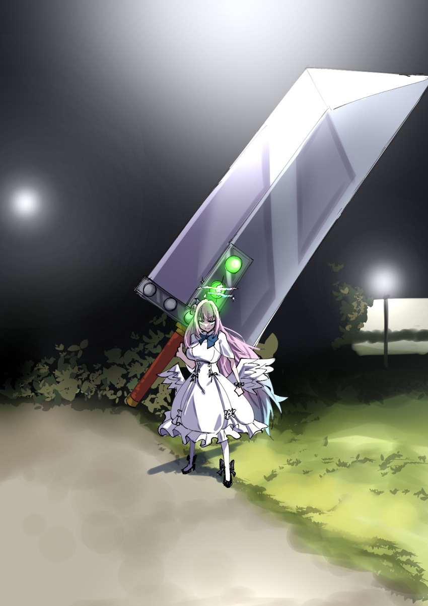 Safebooru - 1girl angel wings blue archive bush buster sword commentary ...