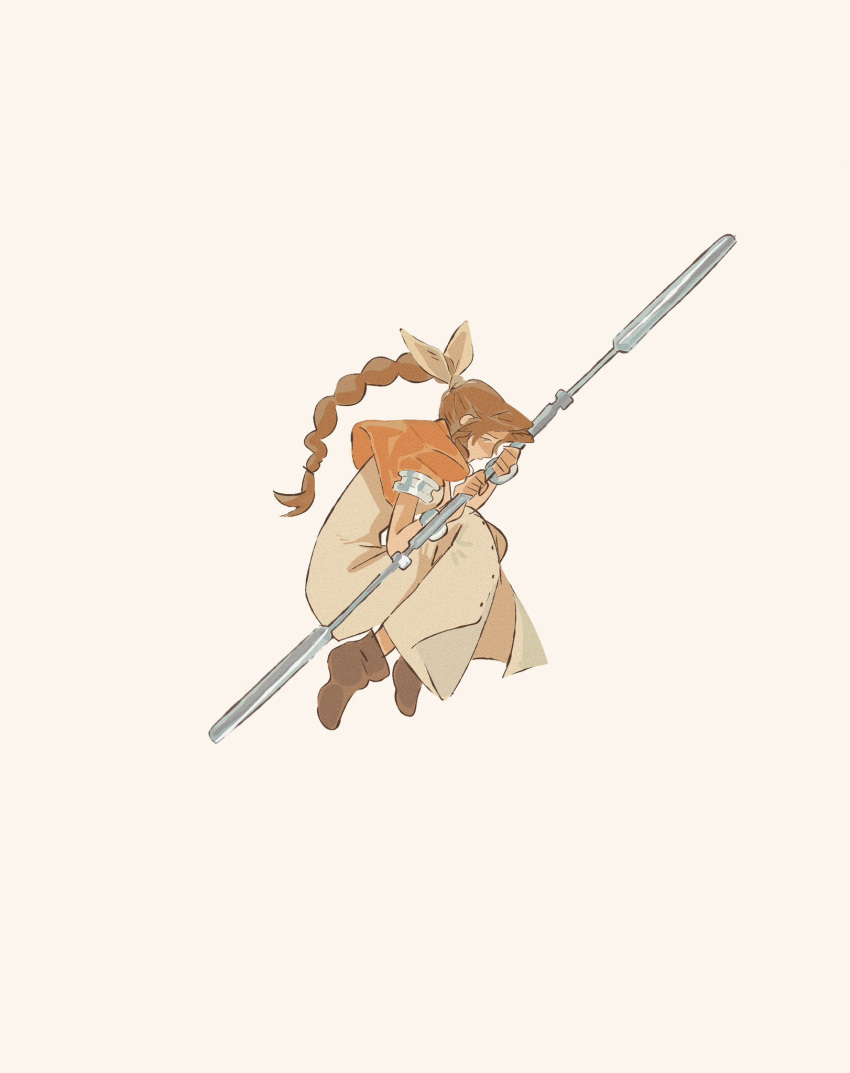 Safebooru - 1girl aerith gainsborough bangle boots bracelet braid braided ponytail brown ...