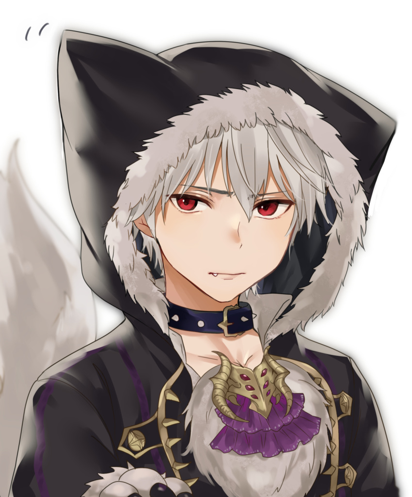 Safebooru - 1boy animal ears animal hands ascot closed mouth collar ...