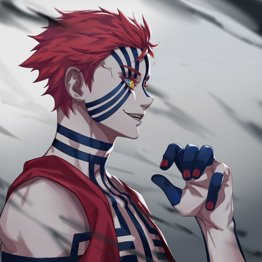 Safebooru - akaza (kimetsu no yaiba) bare shoulders blue sclera ...