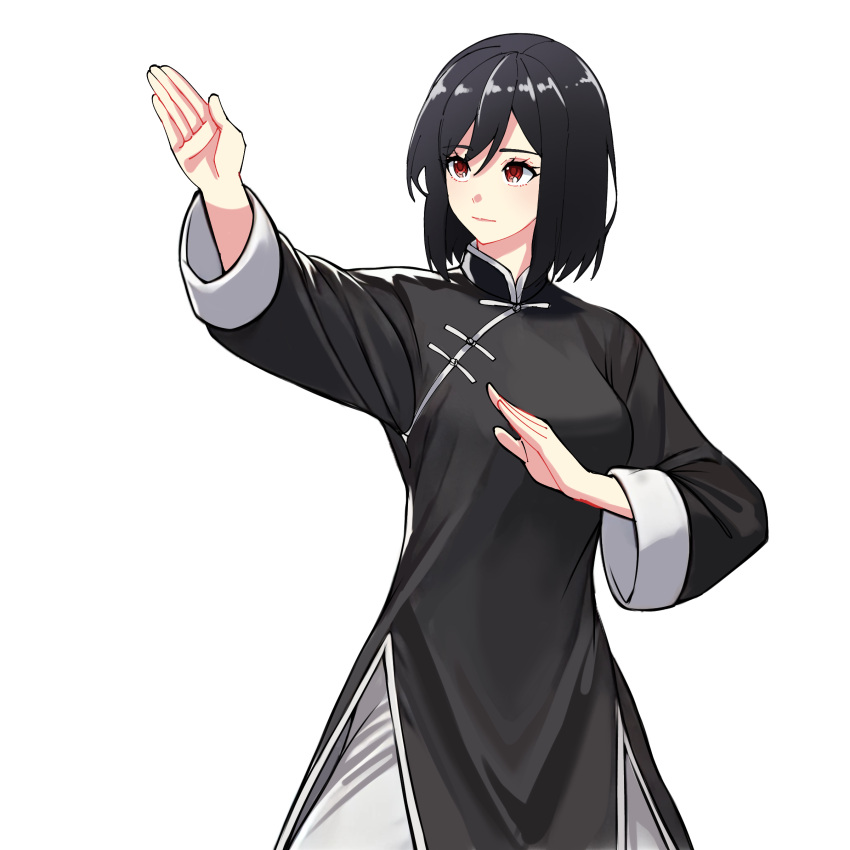 Safebooru - 1girl absurdres black dress black hair changpao china dress ...