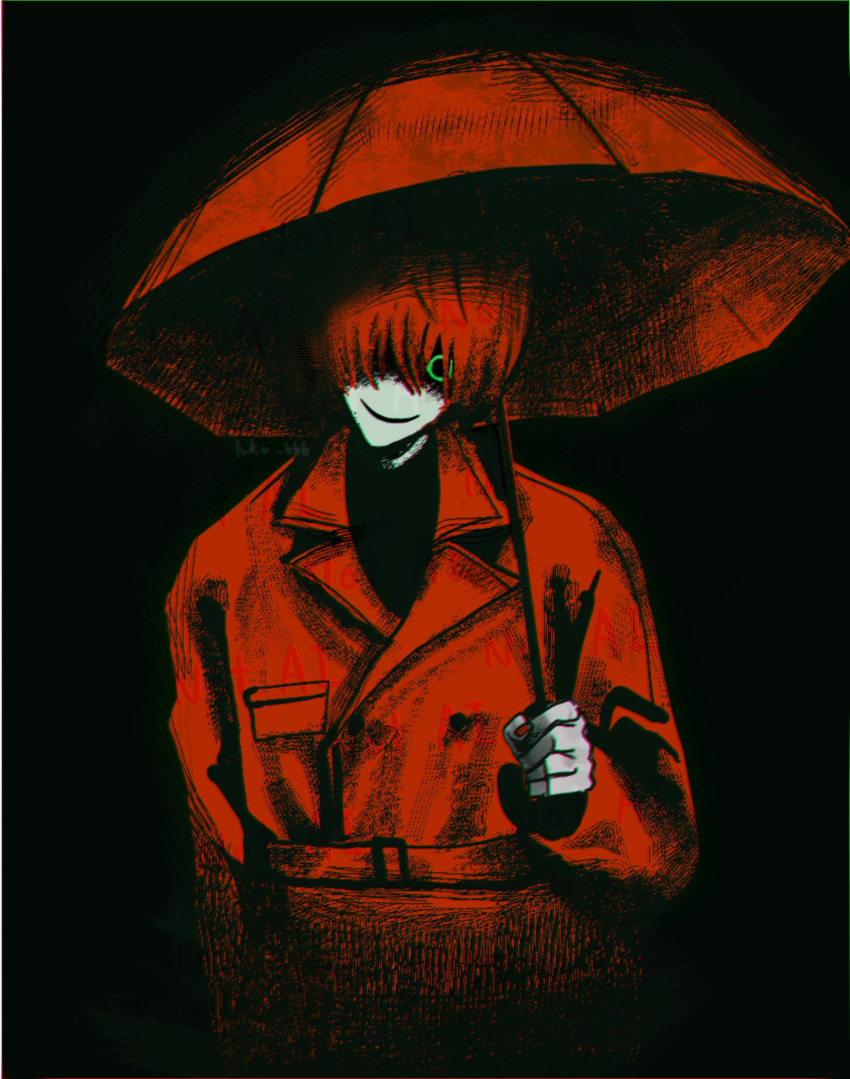 Safebooru - 1boy black background black eyes coat colored sclera ...