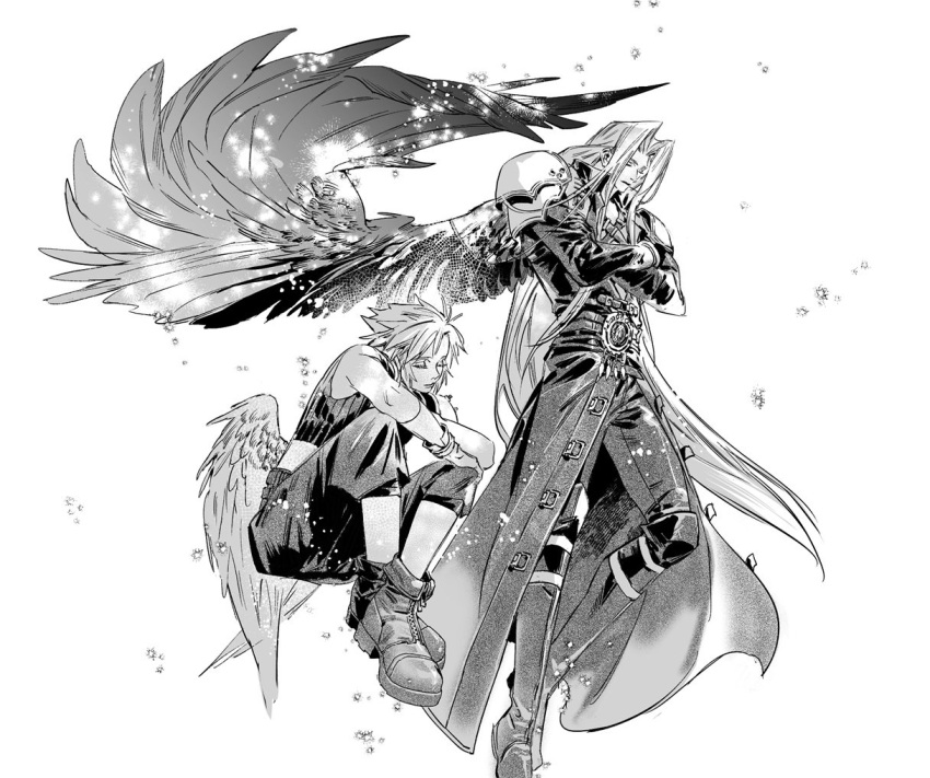 Safebooru - 2boys armor belt boots closed eyes cloud strife crossed ...