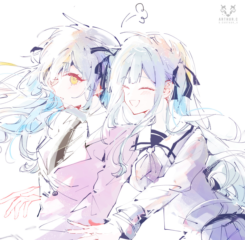 Safebooru - 2girls ^ ^ arthur c bang dream! bang dream! it's mygo!!!!! black ribbon blue hair ...
