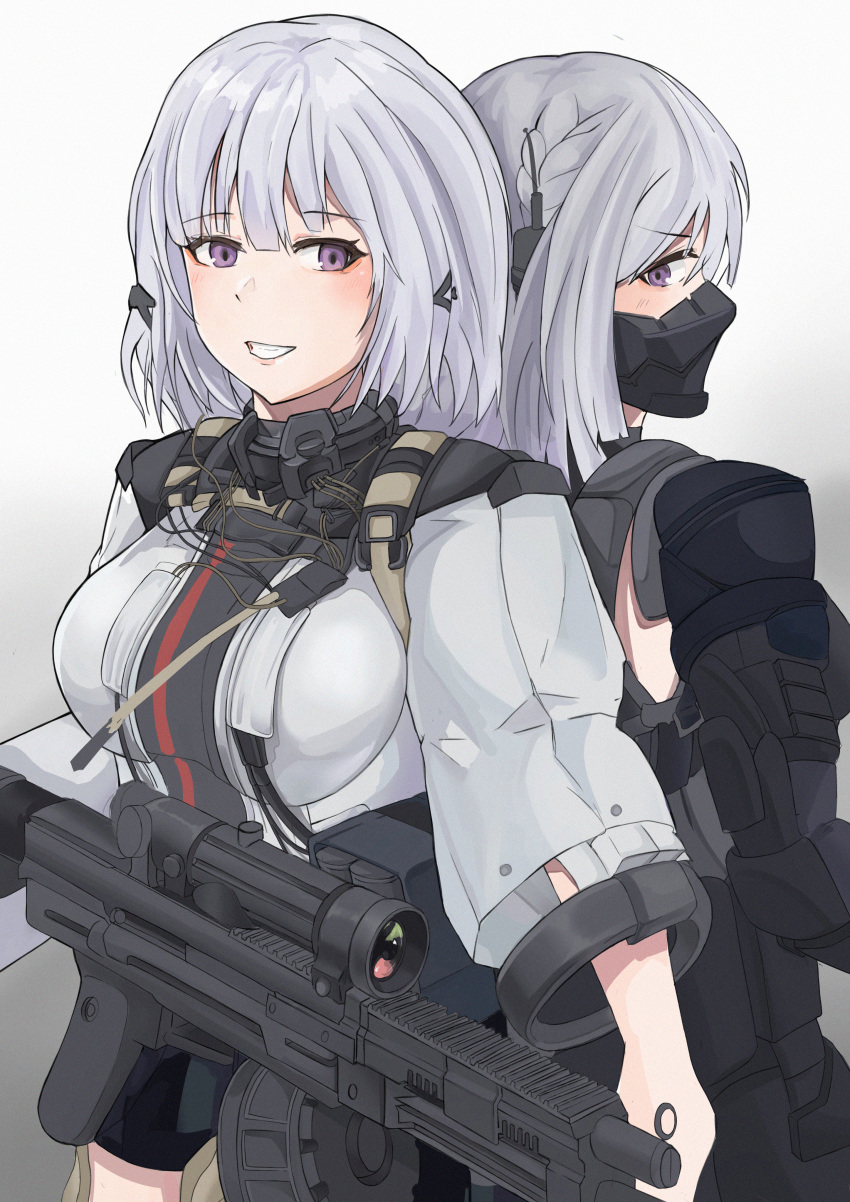 Safebooru - 2girls absurdres ak-15 (girls frontline) blush braid breasts eyebrows visible ...