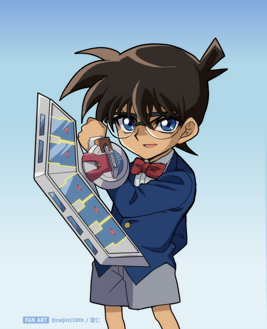 Safebooru - 1boy blue background blue eyes bow bowtie brown hair ...