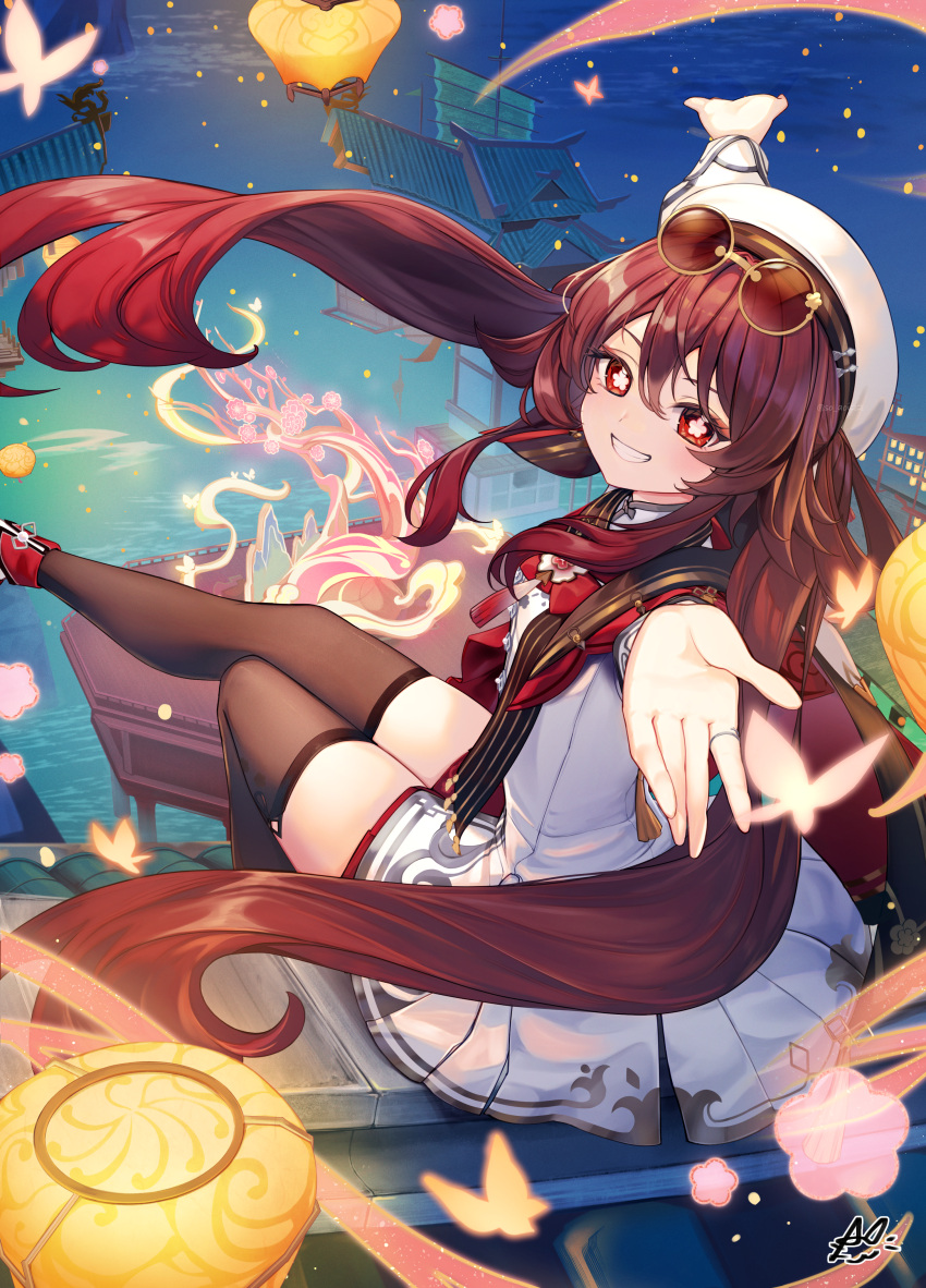 Safebooru - 1girl absurdres asahi (vjss4548) brown hair brown scarf brown thighhighs bug ...