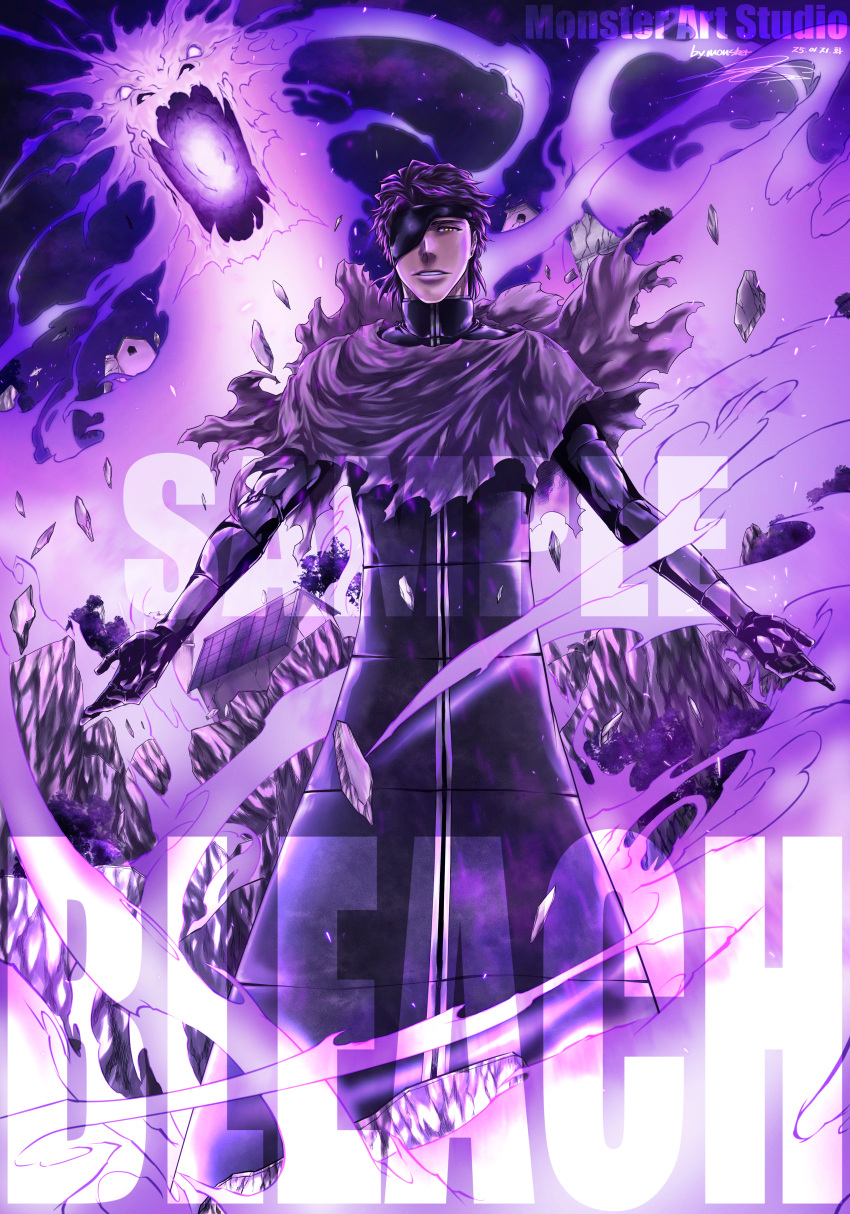 Safebooru - 1boy 2025 a-pose absurdres aizen sousuke artist name aura black bodysuit bleach ...