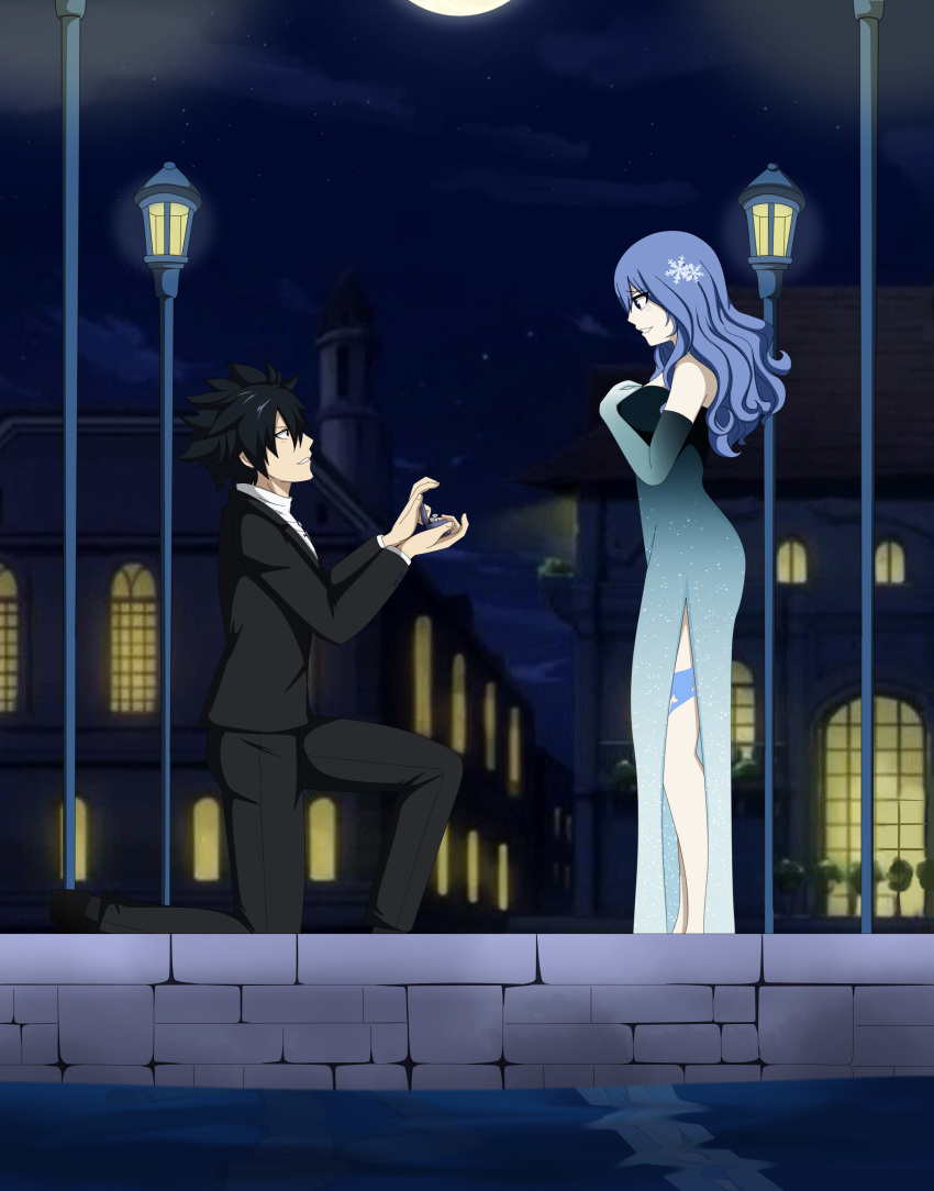 Safebooru - fairy tail gray fullbuster happy juvia lockser night ...