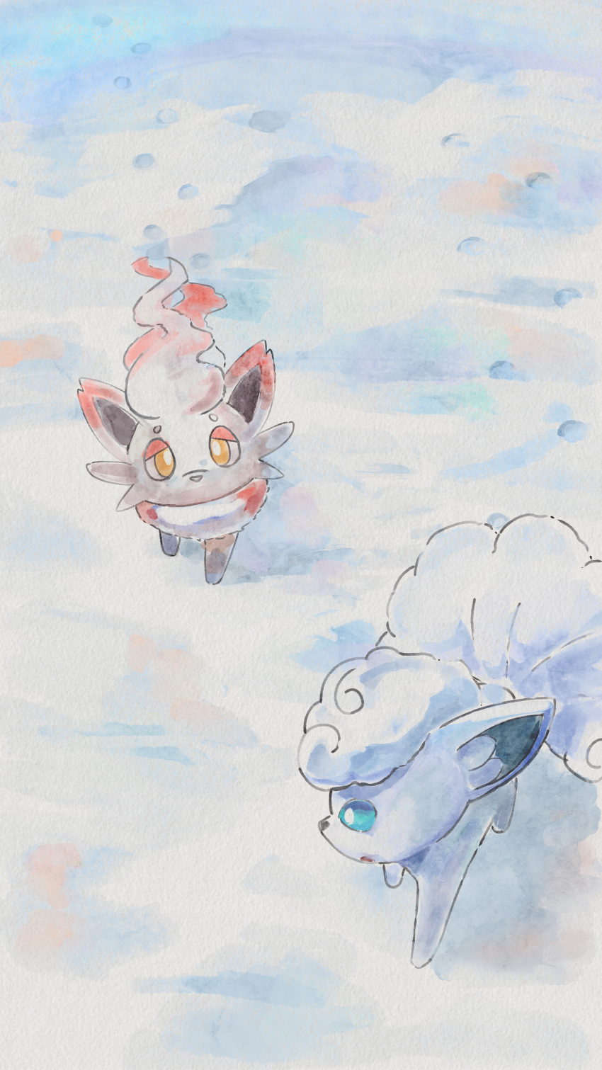 Safebooru - absurdres alolan vulpix animal focus blue eyes bright ...