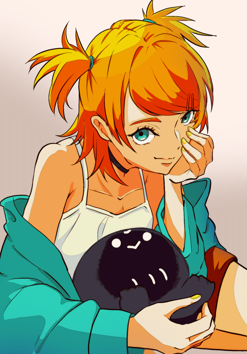 Safebooru - 1girl absurdres bare shoulders black choker blonde hair blue eyes blue jacket ...