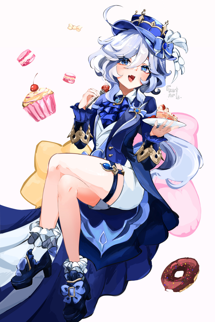 Safebooru - 1girl absurdres ascot blue ascot blue coat blue eyes blue footwear blue hair blue ...