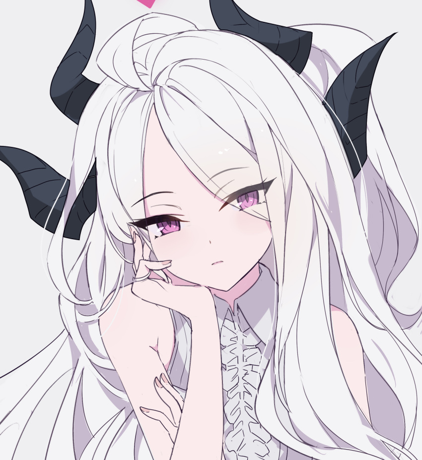 Safebooru - 1girl absurdres ahoge black halo blue archive blush close-up closed mouth demon girl ...