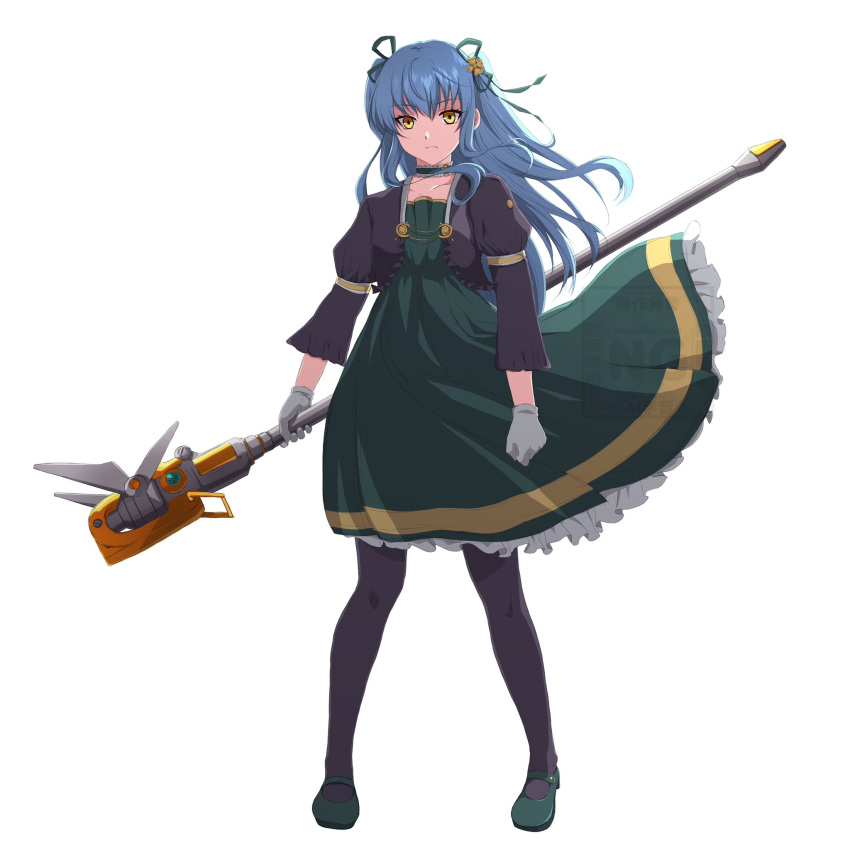 Safebooru - 1girl black pantyhose blue hair bow dress eiyuu densetsu evening gown formal clothes ...