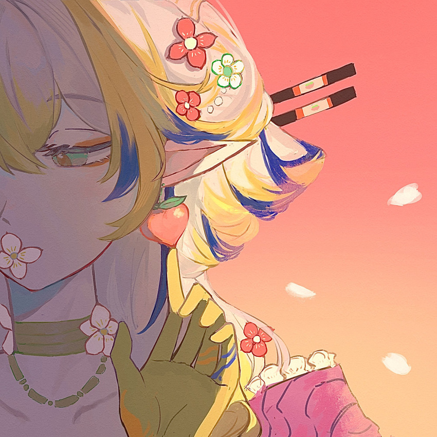 Safebooru 1girl Arknights Backlighting Blonde Hair Blue Hair Close Up 3386