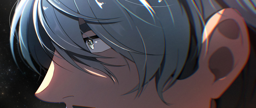 Safebooru - 1boy challia bull choco (chocovix112) close-up eye focus facial hair grey eyes grey ...