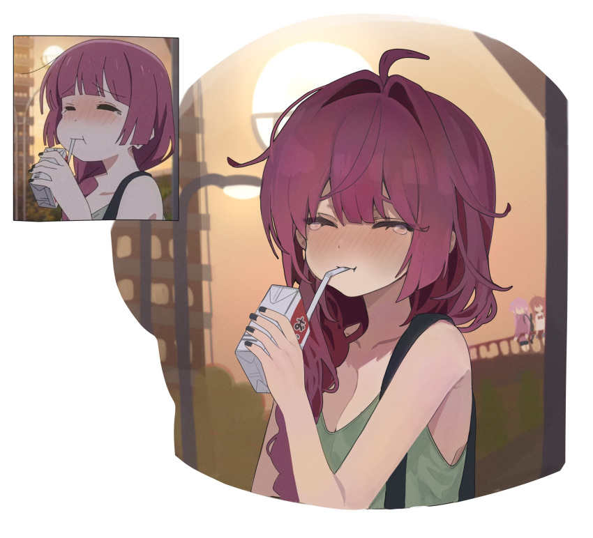 Safebooru - 3girls ahoge alcohol carton black nails blush bocchi the rock! braid closed eyes ...