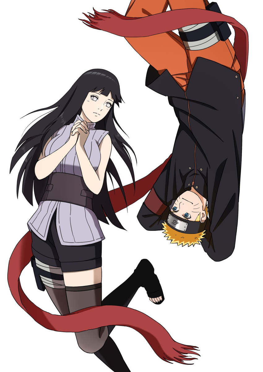 Safebooru - 1boy 1girl arms behind head black hair black jacket black shorts blonde hair blue ...