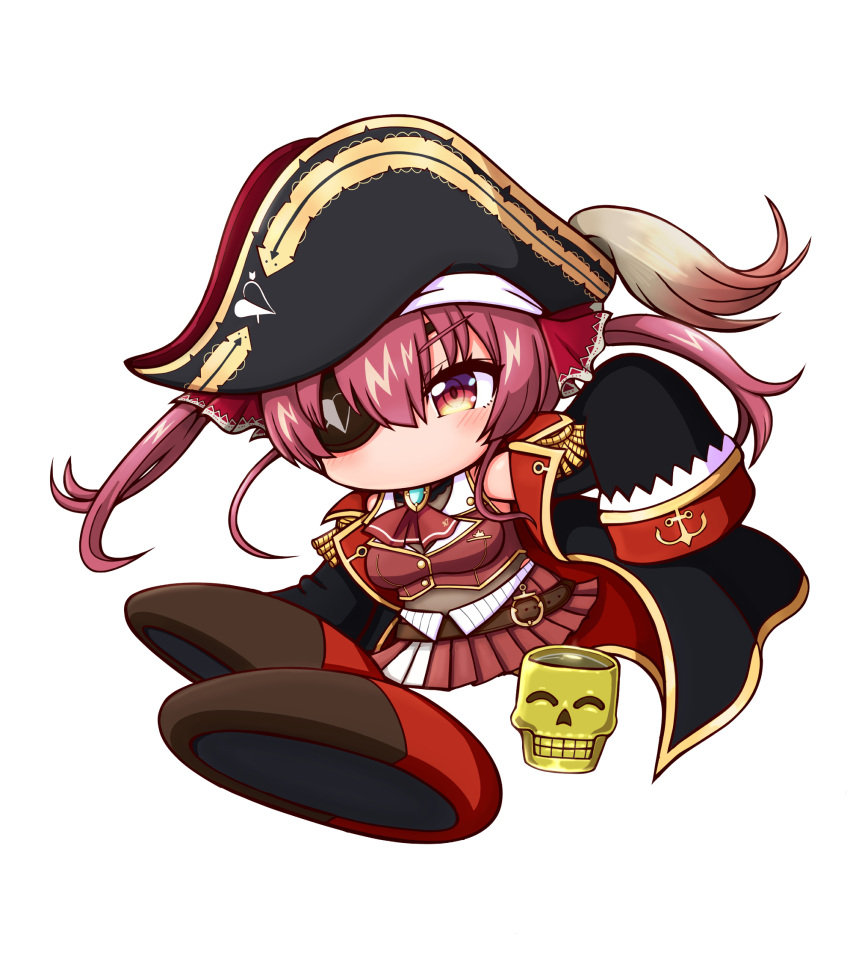 Safebooru - 1girl blush cape chibi chibi only eyepatch hat highres ...