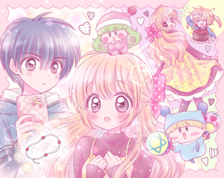 Safebooru - 2boys 2girls black hair blonde hair blue hat blue pajamas ...