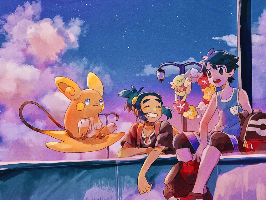 Safebooru - 2boys alolan form alolan raichu backpack bag bangs black ...