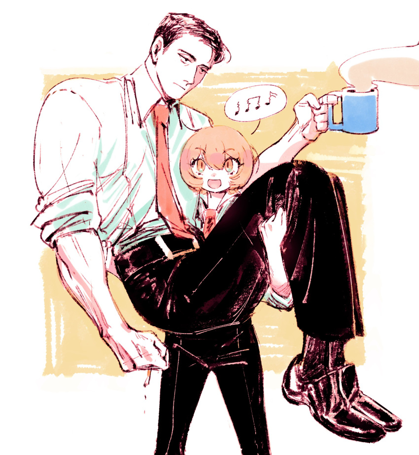 Safebooru - 1boy 1girl absurdres carrying carrying person coffee mug cup don quixote (project ...