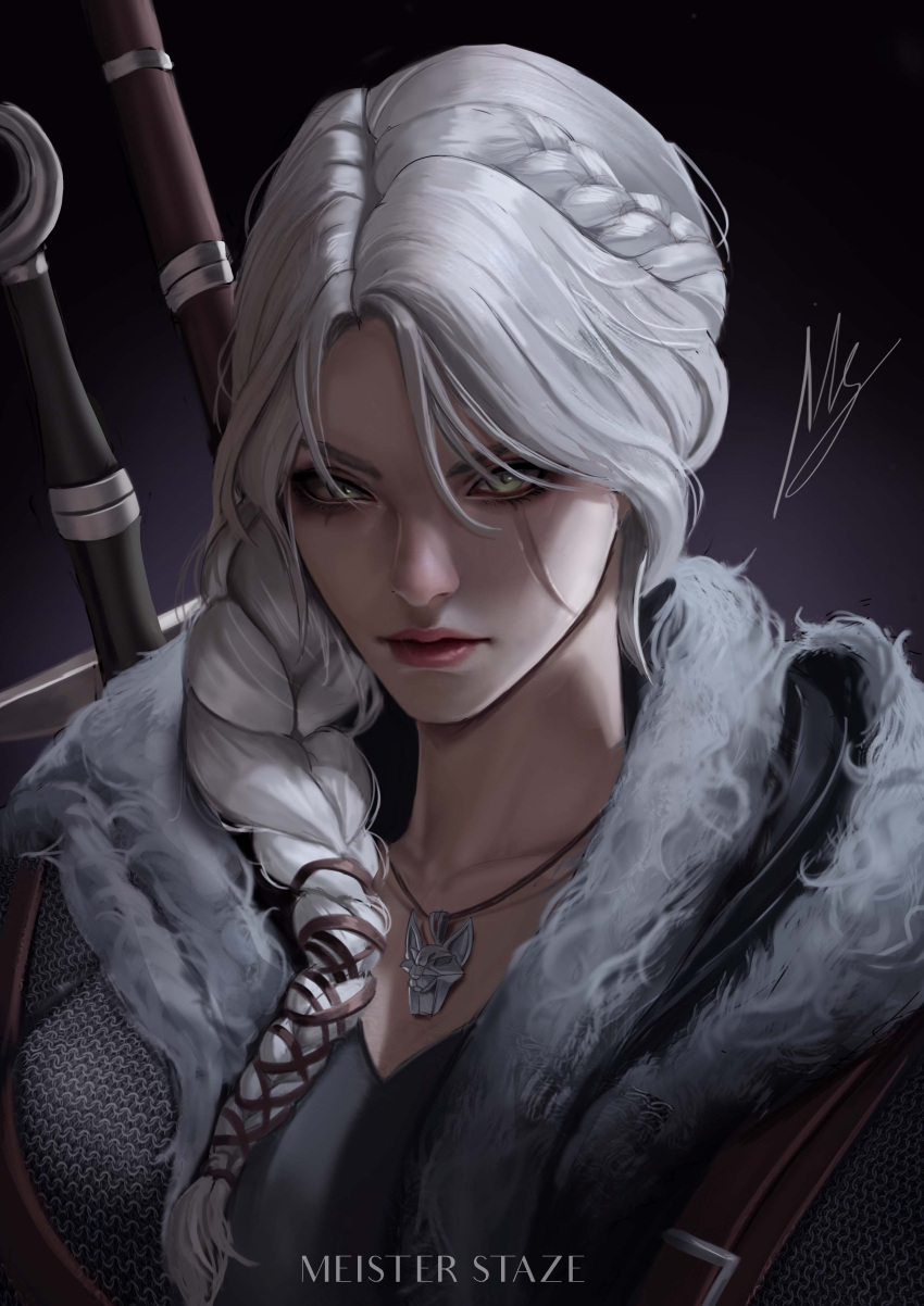 Safebooru - 1girl absurdres artist name braid braided ponytail ciri ...