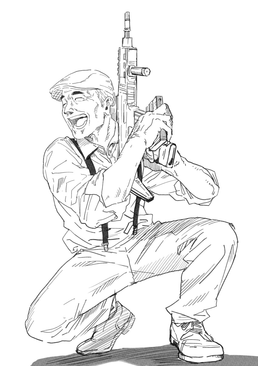 Safebooru - 1boy ajin (sakurai gamon) assault rifle closed eyes ...