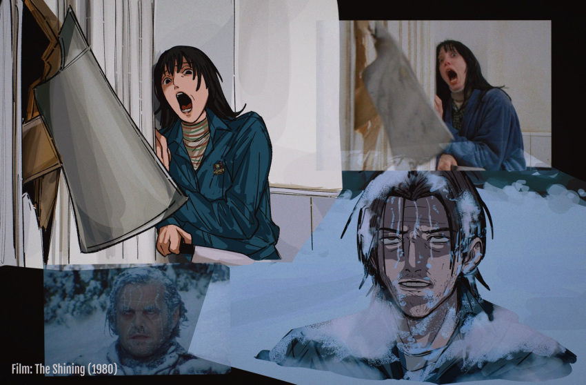 Safebooru - 1980 2boys 2girls against wall amikoiiko anya (mouthwashing ...