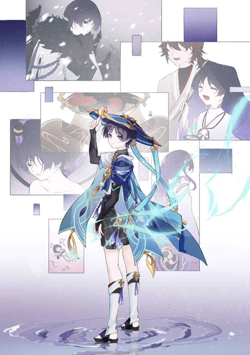 Safebooru - 1boy aiguillette anemo symbol (genshin impact) animal print aqua gemstone arm at ...