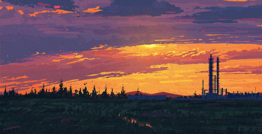 Safebooru - building clouds cloudy sky factory fangpeii film grain ...