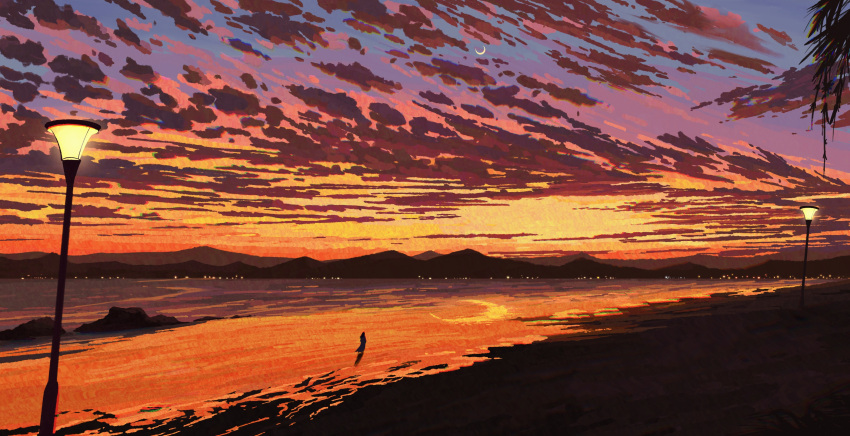 Safebooru 1girl Absurdres Beach Chromatic Aberration City Lights 4474