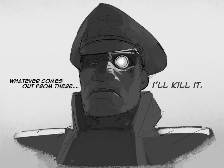 Safebooru - 1boy artificial eye commissar commissar cap english text ...