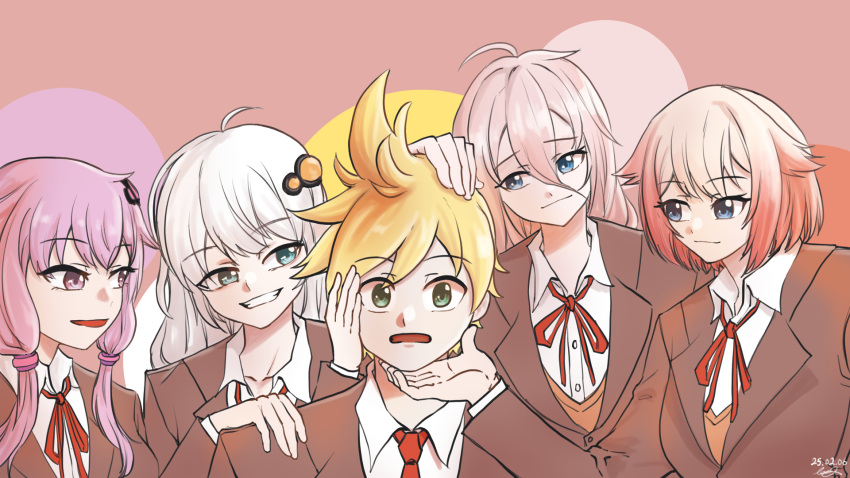 Safebooru - 1boy 4girls baeori (titioo770801) cevio doki doki literature club harem highres ia ...